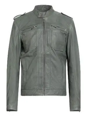 Bolongaro Trevor Military Sheepskin Biker Jacket - Green