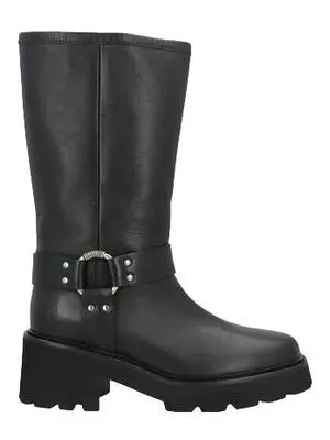 Ba&sh Leather Mid-calf Boots With Strap Detailing - Black