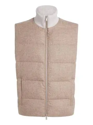 LARDINI Wool-cashmere Down Gilet - Beige