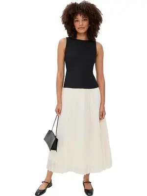 Moon River Contrast Bodice Maxi Dress - Black