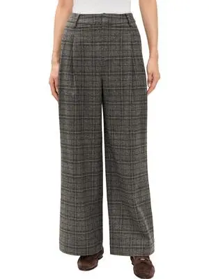 LE BOP Reese Pleated Trousers - Blue Grey Plaid
