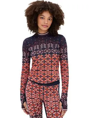 Free People Myoko Jacquard Layer Top - Apres Navy Combo