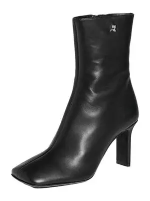 COURREGES Square Toe Nappa Ankle Boots 80mm