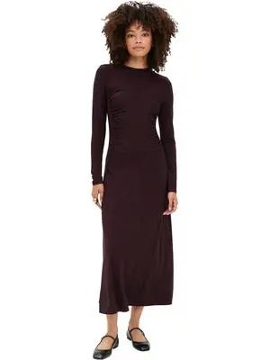 Vince Crewneck Rouched Midi Dress - Dk Fig