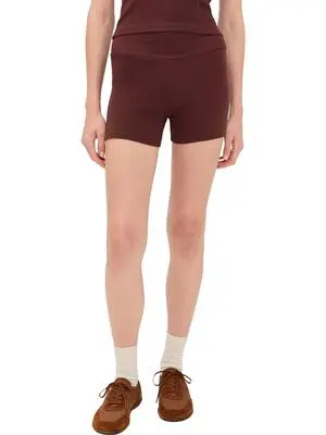 STATE & LAKE Ribbed Knit Game Time Shorts Burgundy