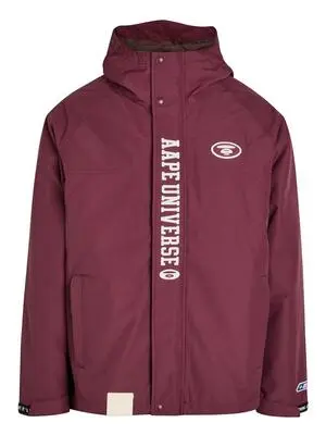 AAPE Logo-appliquéd Hooded Shell Jacket - Burgundy