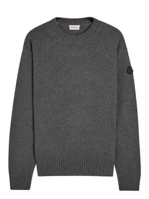 Moncler Logo-appliqué Wool And Cashmere-blend Jumper - Charcoal