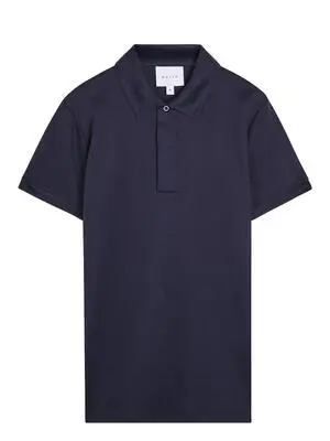 RAITH Santi Mercerized Cotton Polo Shirt - Navy