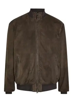 Canali Quilted Suede Bomber Jacket - Brown