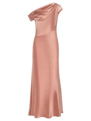 SEV Draped Satin Maxi Dress - Pink