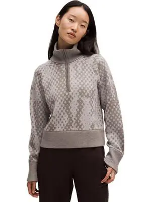 Lululemon Merino Wool Half Zip - From Afar Knit Jacquard Sheer Oak Muli