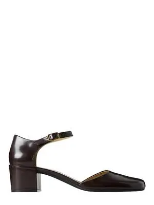 THE ROW Penelope Leather Ankle Strap Pumps