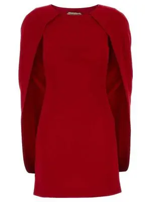Alberta Ferretti Stretch Crepe Mini Dress - Red