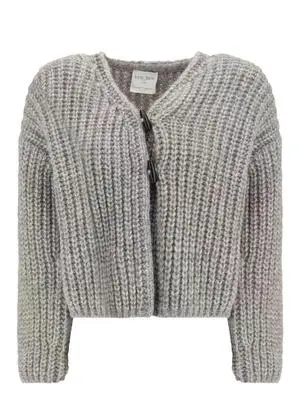 FORTE_FORTE Woven Toggle Closure Cardigan - Grey
