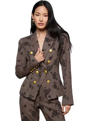 L'AGENCE L'AGENCE Bethany Flocked Herringbone Blazer
