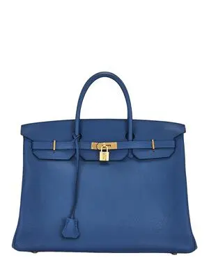 Hermès Togo Birkin 40 Retourne Handbag Bleu Agate