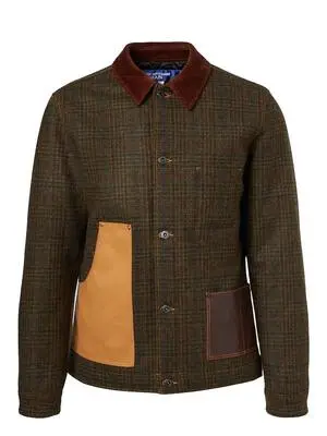 Junya Watanabe Checked Leather-trimmed Wool Jacket - Green
