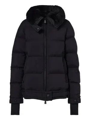 Moncler Arabbas Shearling-trimmed Hooded Down Ski Jacket - Black