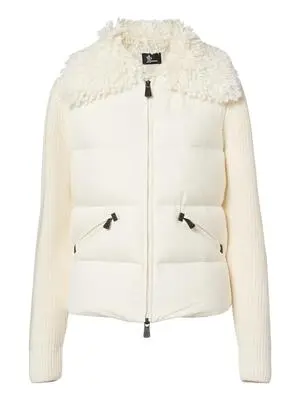 Moncler Down-paneled Virgin Wool Cardigan - White