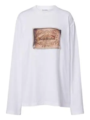 Acne Studios Printed Cotton Jersey Top - White