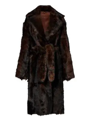 Nour Hammour Uma Shearling Wrap Coat - Brown