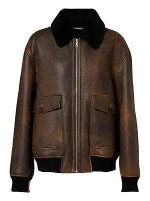 Nour Hammour Anton Shearling-lined Leather Bomber Jacket - Brown