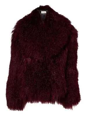 Nour Hammour Mirja Shearling Jacket - Burgundy