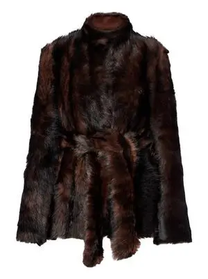 Nour Hammour Elsa Shearling Wrap Coat - Brown