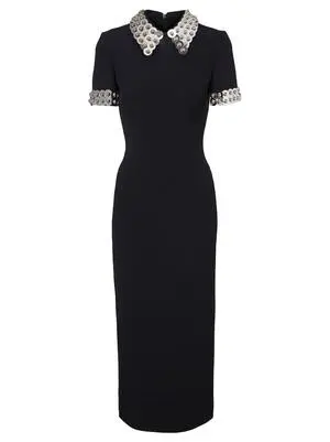 David Koma Embellished Cady Midi Dress - Black