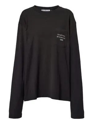 Acne Studios Logo Cotton And Hemp Jersey Top - Black