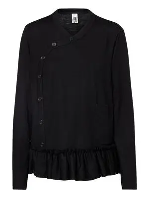 Noir Kei Ninomiya Ruffled Wool Top - Black