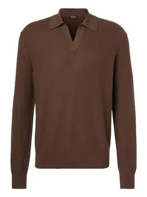 Zegna Cashmere Half-zip Sweater - Brown