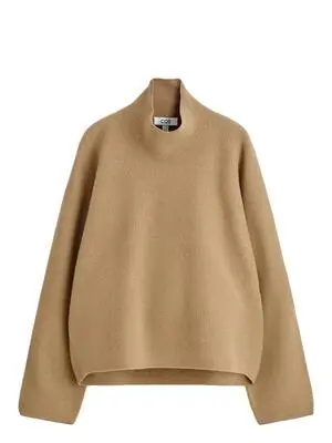 Cos Boiled-wool Funnel-neck Sweater - Beige