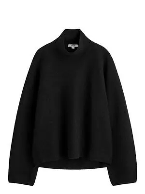 Cos Boiled-wool Funnel-neck Sweater - Black