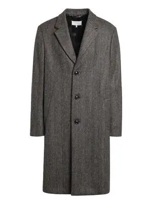 MAISON MARGIELA Single-breasted Herringbone Wool Coat - Blue
