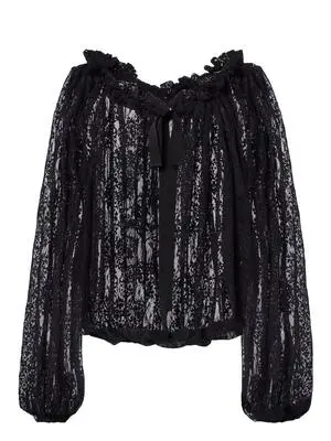 PATOU Floral Lace Blouse - Black
