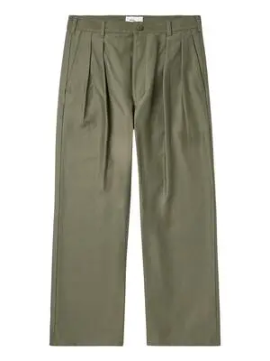 WTAPS Straight-leg Pleated Cotton Trousers - Green