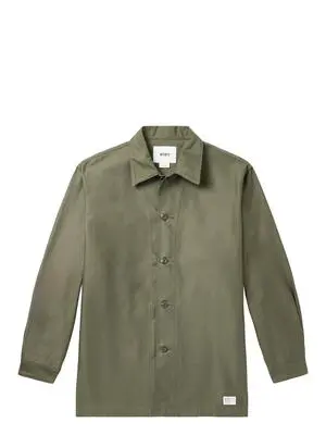WTAPS Logo-appliquéd Cotton-twill Shirt - Green