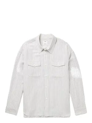 Visvim Lumber Striped Wool And Linen-blend Twill Shirt - White