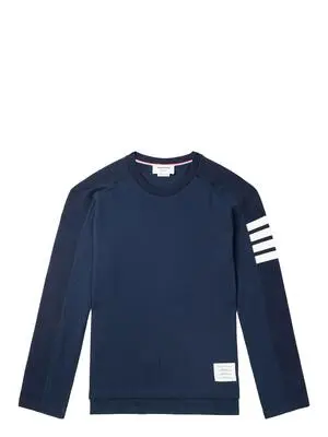 Thom Browne Logo-appliquéd Striped Cotton-jersey T-shirt - Blue