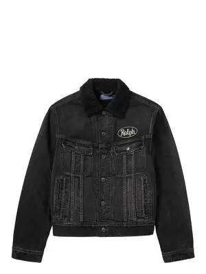 Ralph Lauren Fleece-trimmed Logo-appliquéd Recycled-denim Trucker Jacket - Black