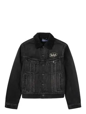 Polo Ralph Lauren Fleece-trimmed Logo-appliquéd Recycled-denim Trucker Jacket - Black