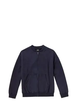 ORSLOW Cotton-Jersey Zip-Up Sweatshirt Navy