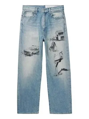 NEIGHBORHOOD Straight-leg Printed Jeans - Blue