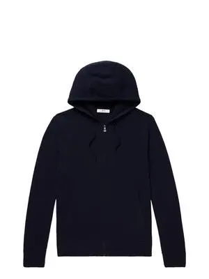 Mr P. Slim-fit Merino Wool And Cashmere-blend Zip-up Hoodie - Blue