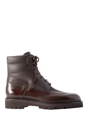 John Lobb Peak Panelled Leather Boots - Brown