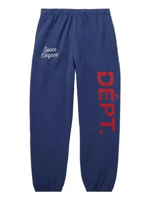 GALLERY DEPT. Gallery Dept. - Team Dept Tapered Embroidered Printed Cotton-Jersey Sweatpants - Men - Blue - XS Blue