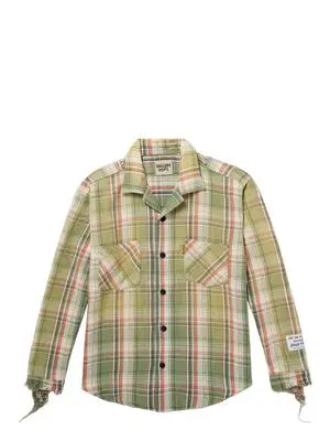 GALLERY DEPT. Marley Logo-appliquéd Distressed Checked Cotton-flannel Shirt - Green