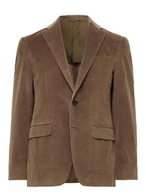 Canali Kei Slim-fit Cotton-blend Corduroy Suit Jacket - Brown