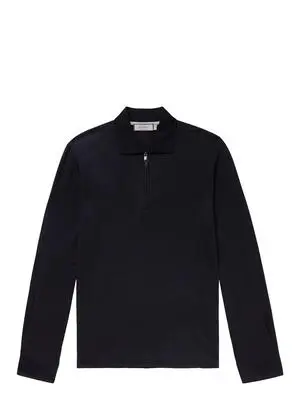 Canali Wool Half-zip Polo Shirt - Blue
